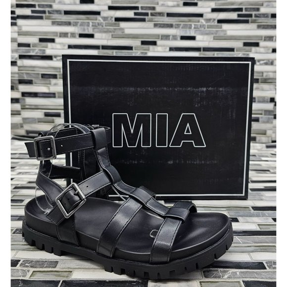 MIA | Shoes | Mia Cartina Black Nappa Womens Gladiator Sandals Size ...